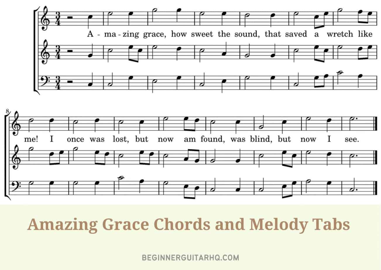 Amazing Grace Chords and Melody Tabs - Beginner Guitar HQ