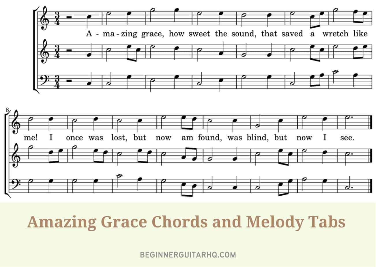 Amazing Grace Chords and Melody Tabs - Beginner Guitar HQ